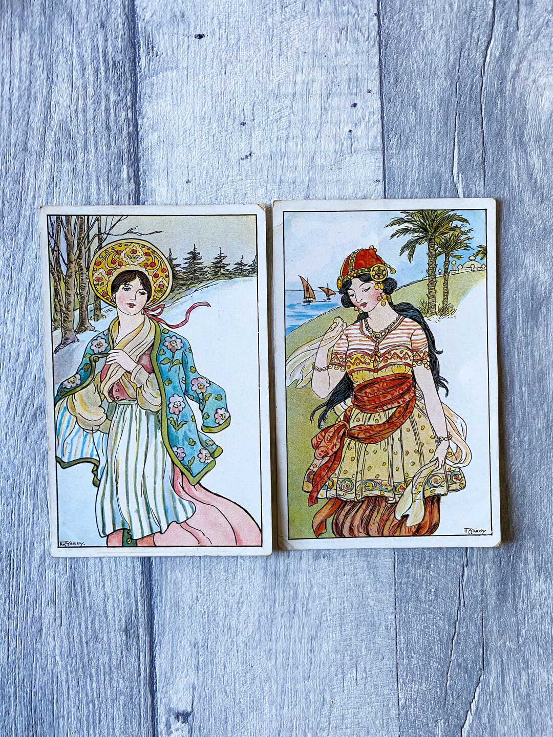 Two Antique Florence Hardy Postcards, Circa 1900 - 1930. - Etsy