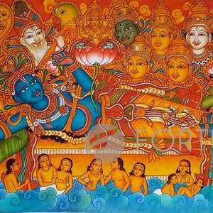 Ananthasayanam Traditional Mural Art Painting canvas Rolled Wall Decor ...