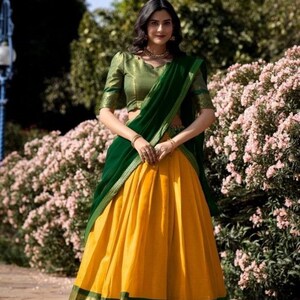 Kerala Dhavani Set Stiched Princess Cut Top With Lining Stiching Skirt ...