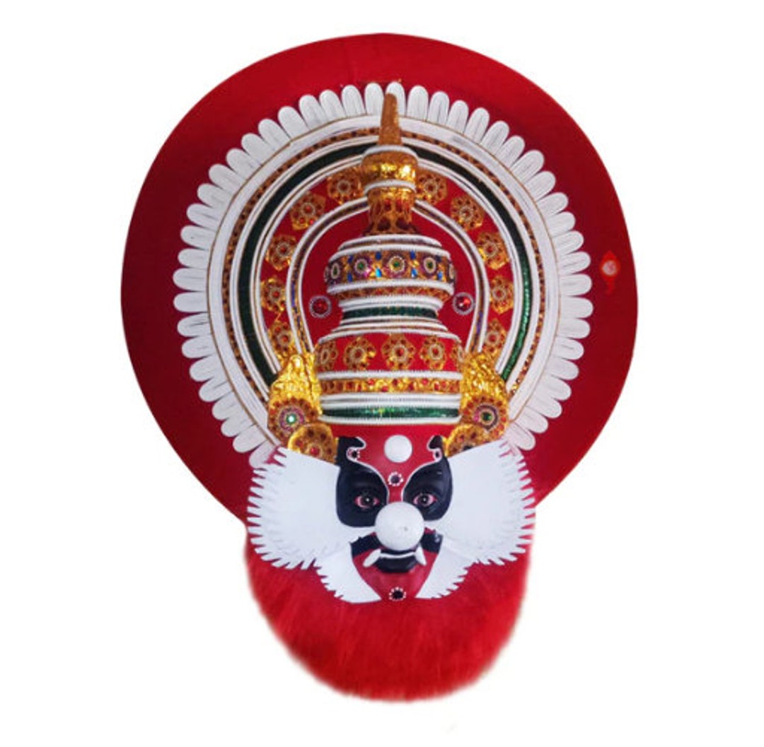 Buy Kathakali Mask Chuvanna Thadi , 75 CM Height Wall Hanging Home ...