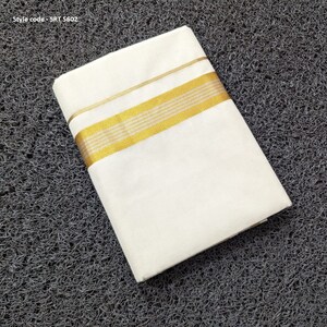 Kerala Cotton off White Kasavu Double Dhoti, Onam Dress, Veshti, Men's ...