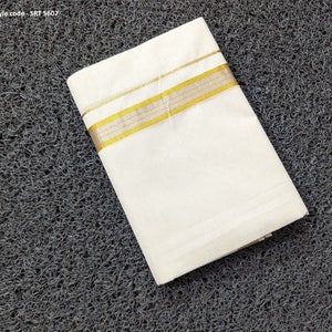 Kerala Cotton off White Kasavu Double Dhoti, Onam Dress, Veshti, Men's ...