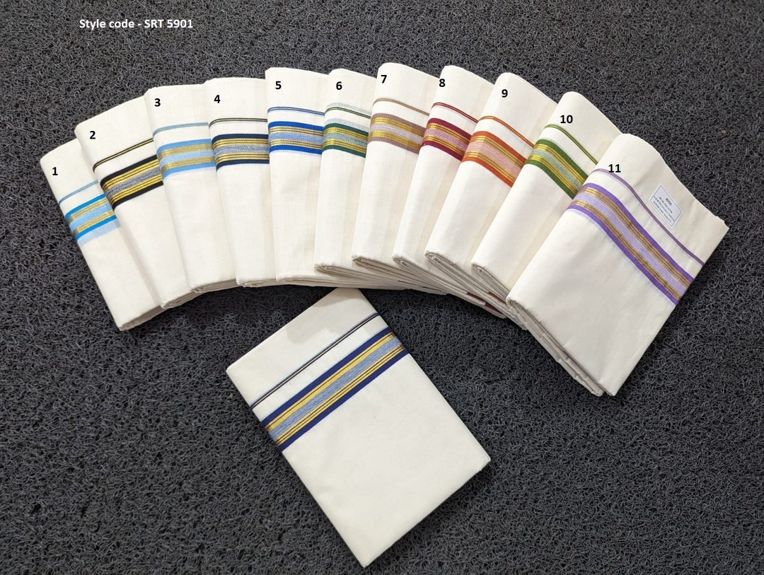 Kerala Cotton off White Color Border Double Dhoti, Men's Dhoti, Veshti ...