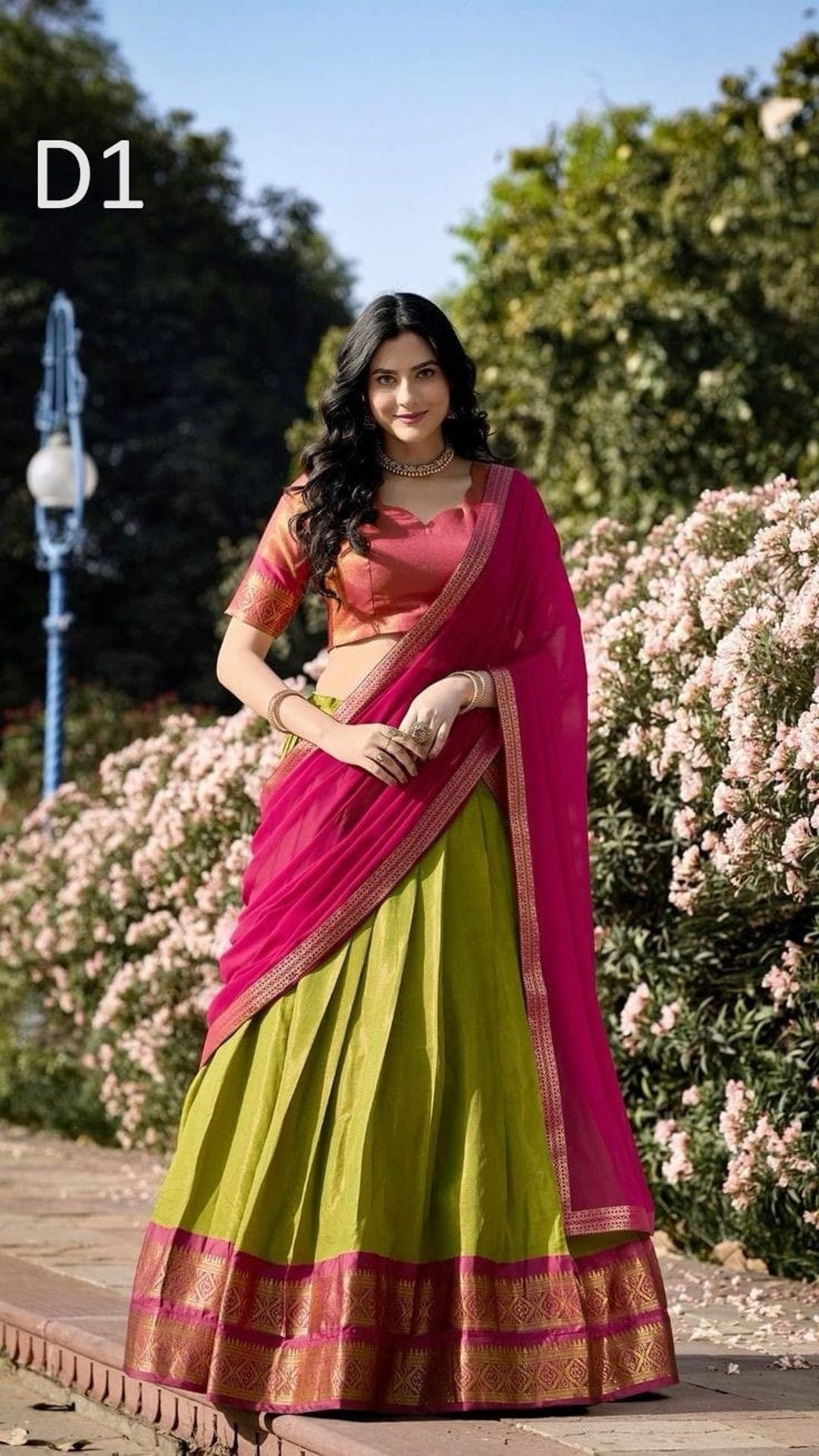 Kerala Dhavani Set Stiched Princess Cut Top With Lining Stiching Skirt ...