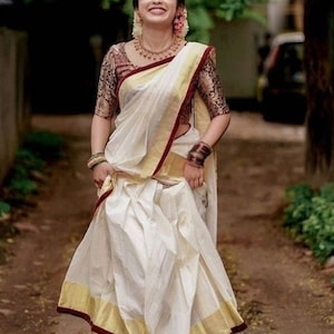 Kerala Special Stiched Tissue Davani Set Onam, Vishu Wear, Marriage ...