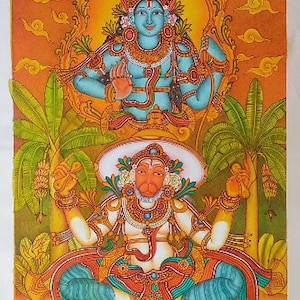 Lord Vishnu /hanuman/siva/ Subramanya Original Kerala Mural Painting ...