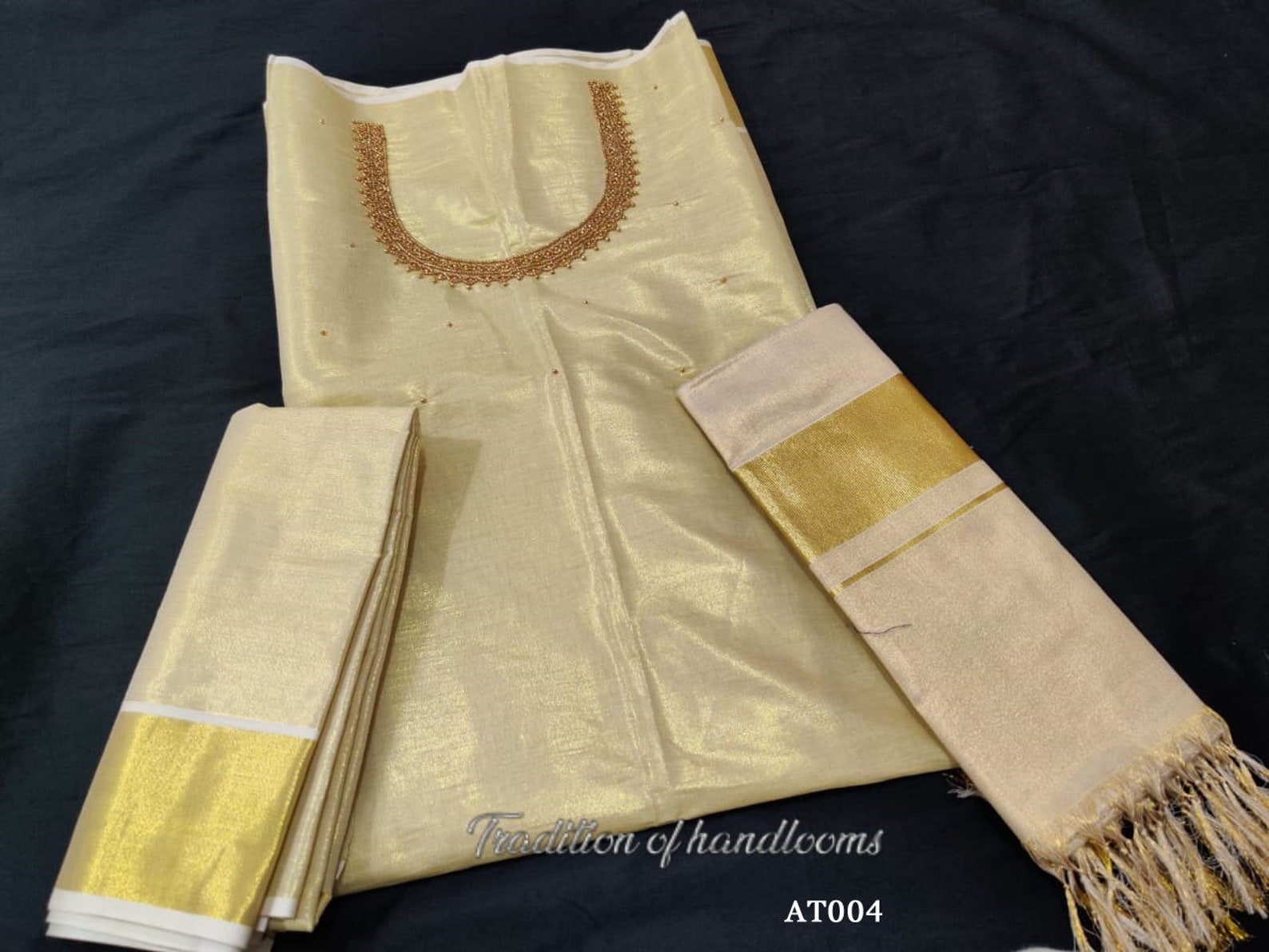 Gold Tissue Churidar / Material or Stiched Handwork Design - Etsy