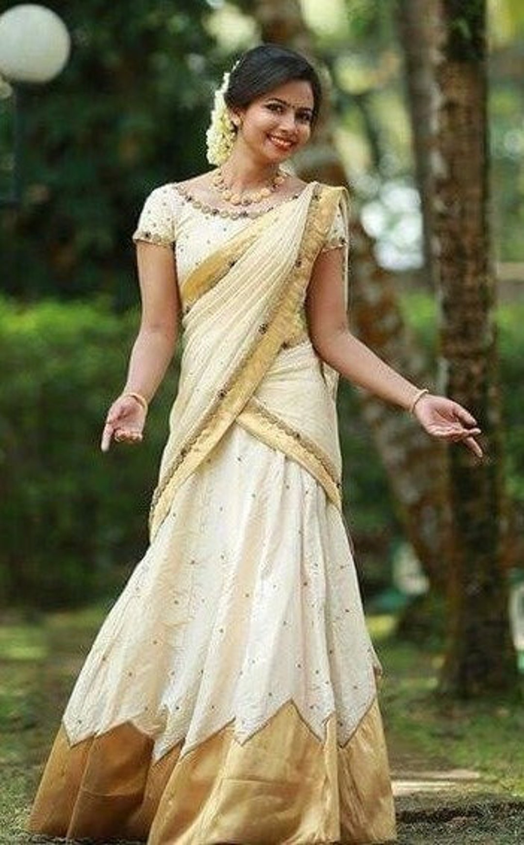 Kerala Special Stiched Tissue Davani Set Onam, Vishu Wear, Marriage ...