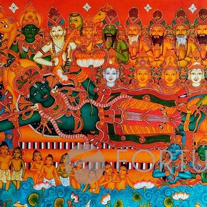 Ananthasayanam Traditional Mural Art Painting canvas Rolled Wall Decor ...