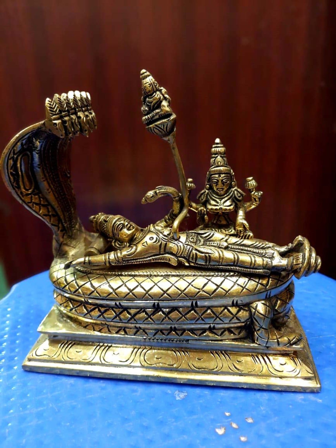 Ananthasayanam Idol/statue/ Brass Vishnu Sculpture/ Brass Idol - Etsy