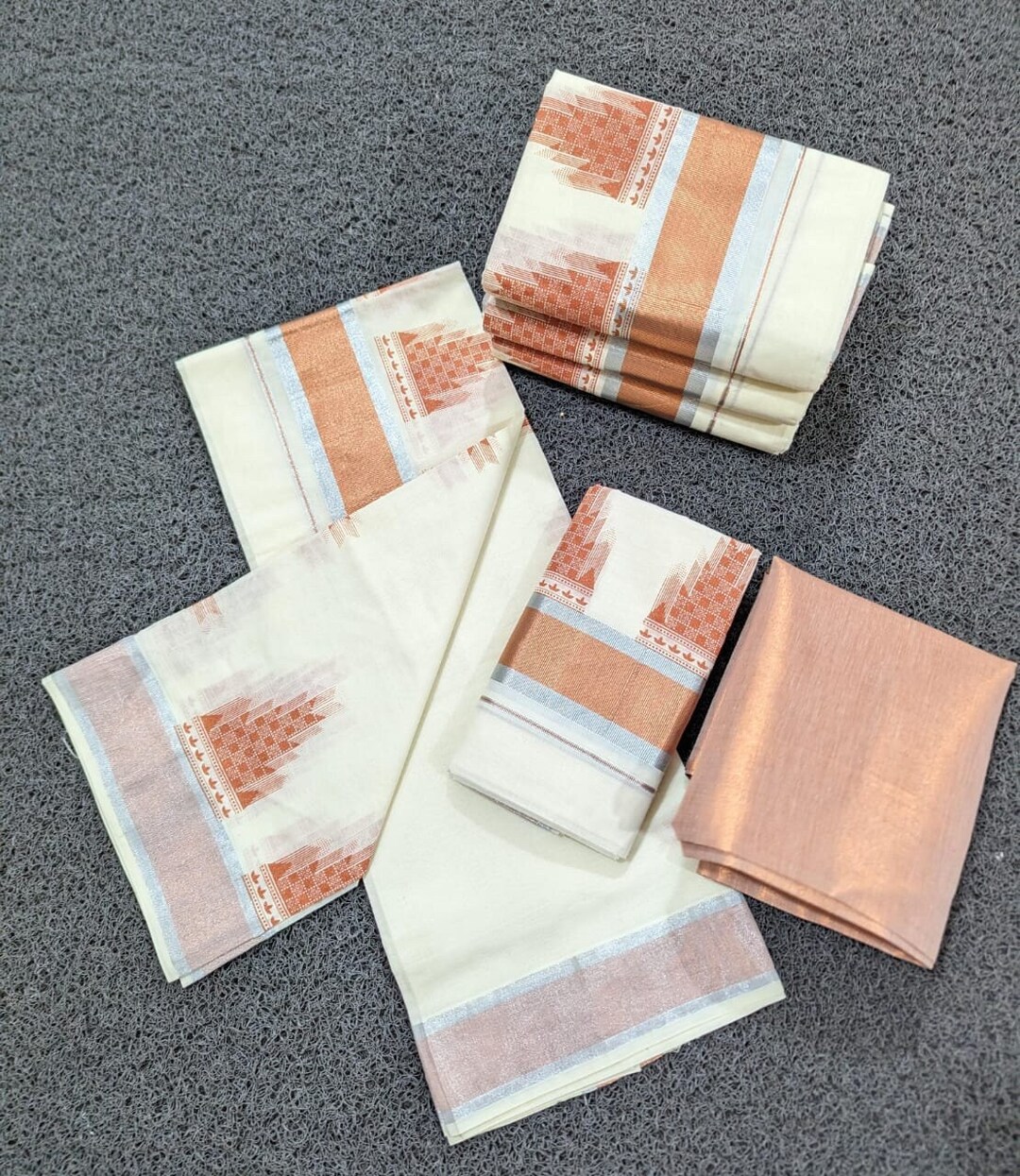Kerala Special Copper Temple Cotton Set Mundu 2.80,beautiful Kerala ...