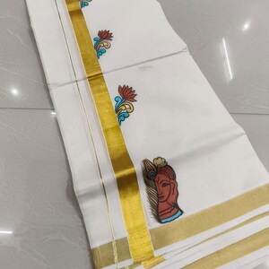 Kerala Hand Painting Cotton Dhothi , Onam Dress, Veshti,men's Dhoti ...