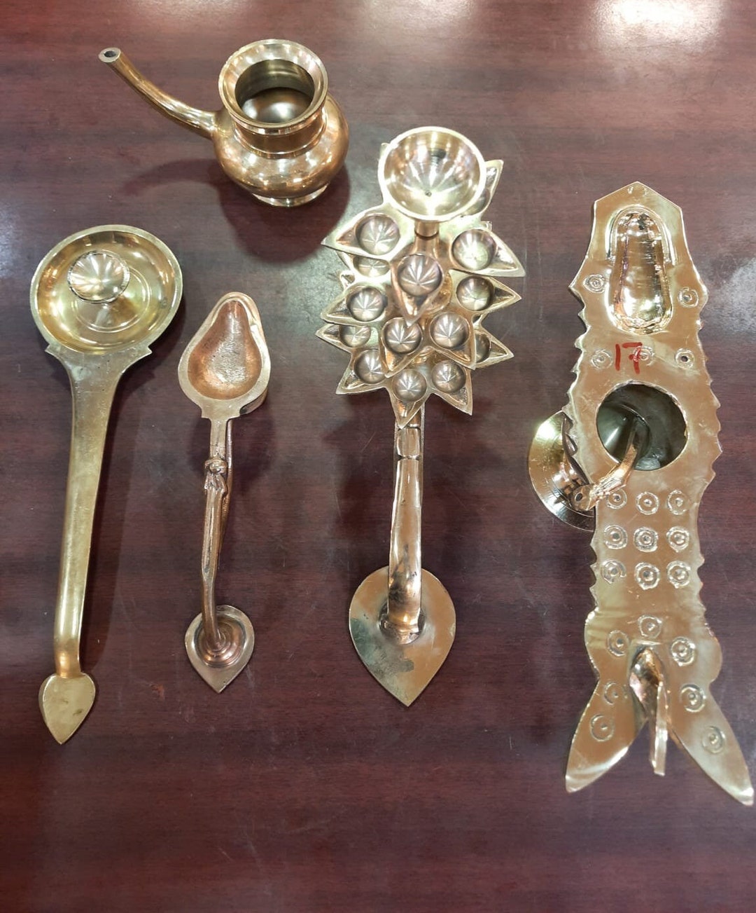 Kerala Pooja Set worship Set ,aarti Pooja Thali, Brass Pooja Set for ...