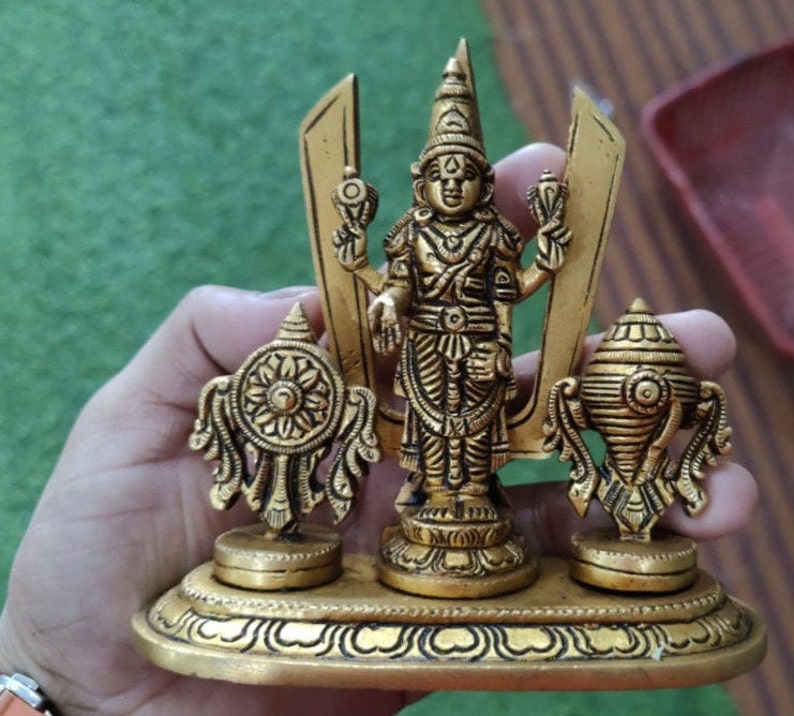 Brass Tirupati Balaji With Shank Chakra 6 Inch Height - Etsy