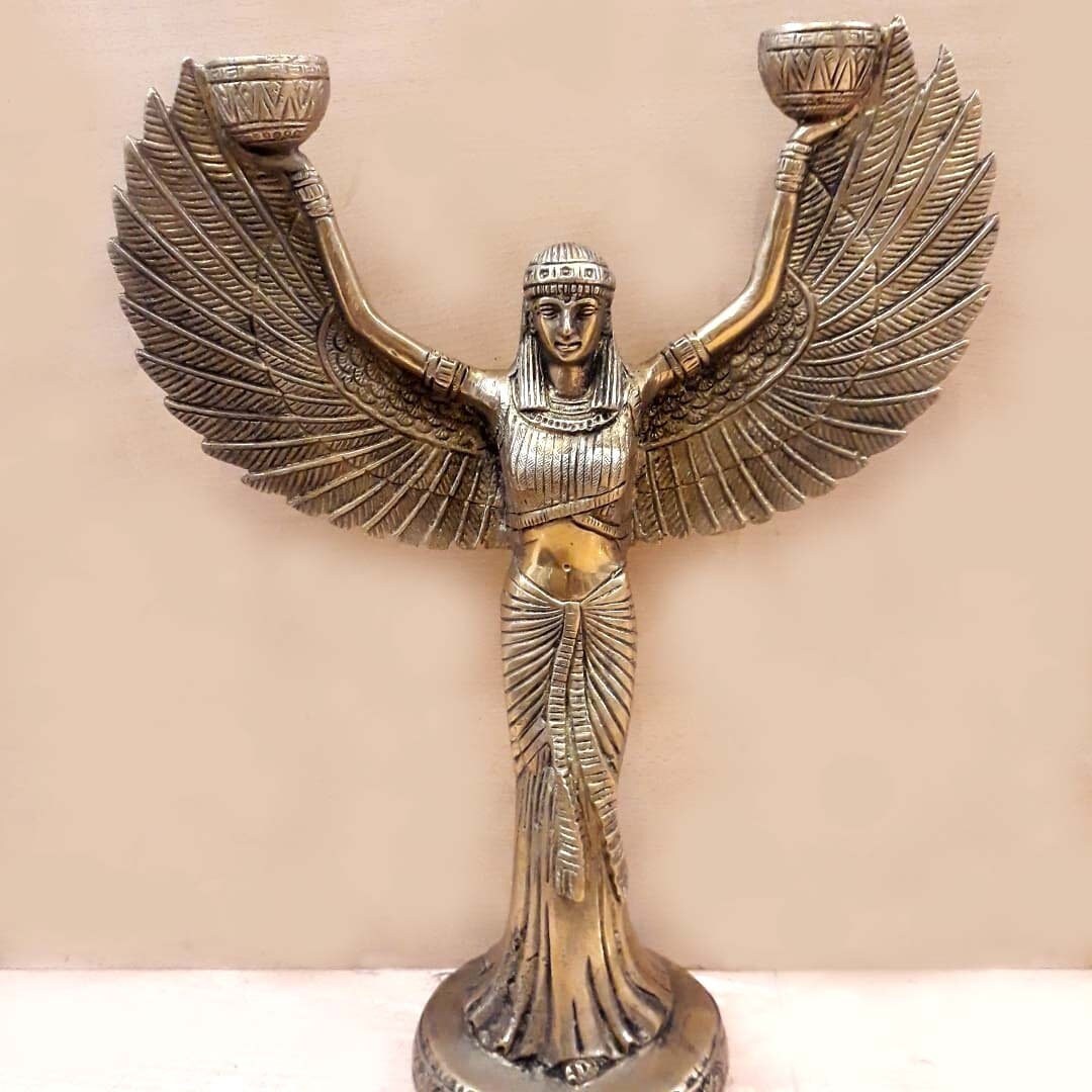 Isis Goddess Candle Stand Brass Statue, Egyptian Goddess - Etsy