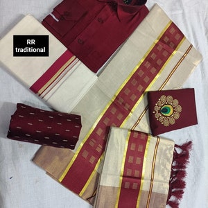 Onam Special Tissue Set Saree With Stitched/non Stitch Blouse Shirt ...
