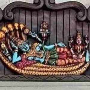 Wooden Wall Panel With God Mahavishnu in Ananthasayana , Divine Vishnu ...