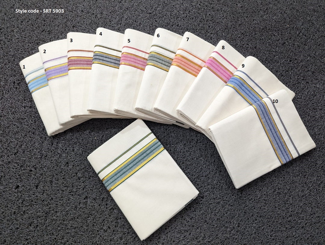 Kerala Cotton off White Color Border Double Dhoti, Men's Dhoti, Veshti ...
