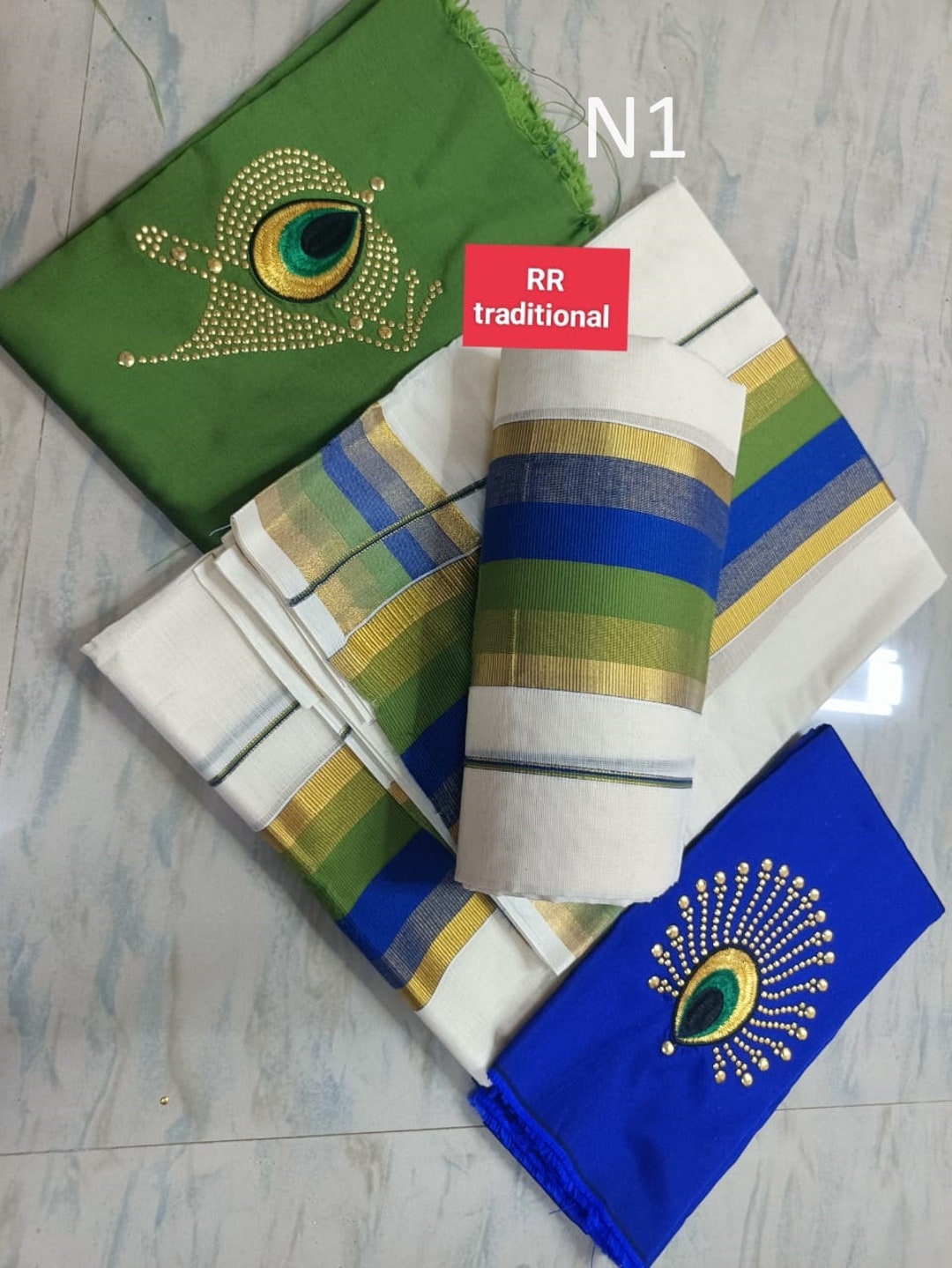 Kerala Special Cotton Jari Colour Setmundu 2.80 With Stitched Blouse or ...