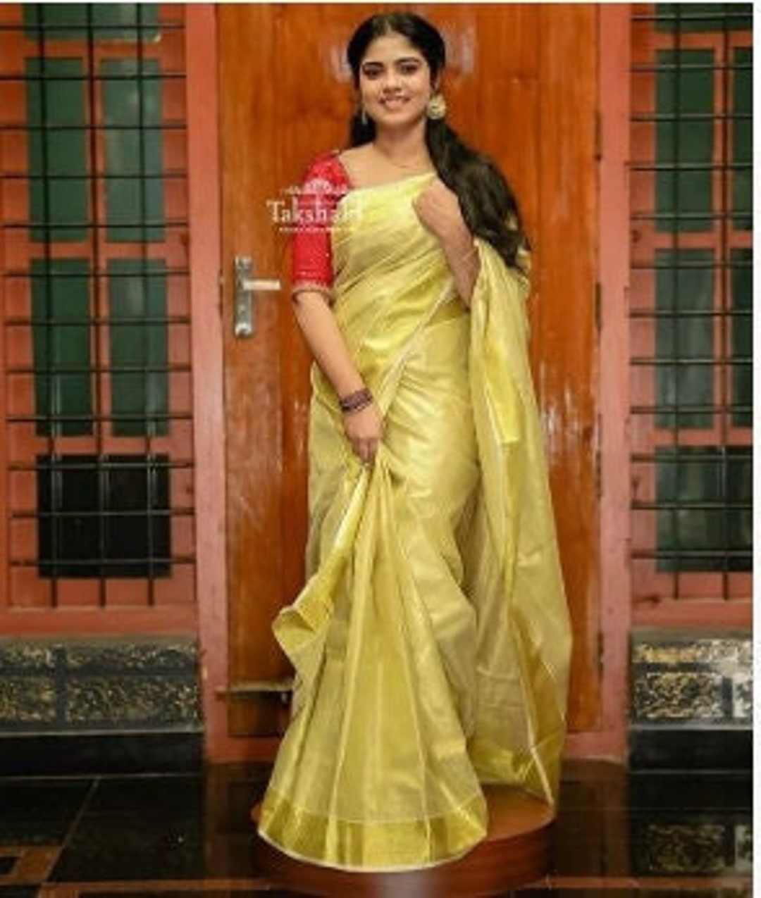 Kerala Golden Bridal Tissue Ready to Wear Saree 6.25 Mtr, Kerala Saree ...