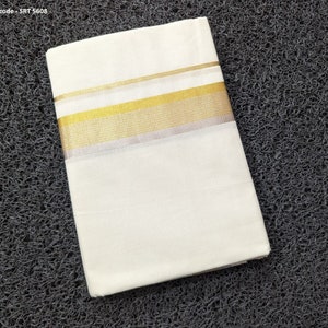 Kerala Cotton off White Kasavu Double Dhoti, Onam Dress, Veshti, Men's ...