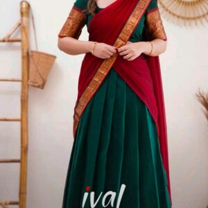 Kerala Dhavani Set Stiched Princess Cut Top With Lining Stiching Skirt ...