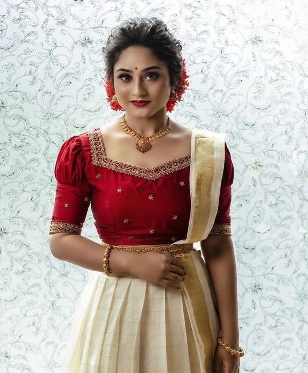 Kerala Special Stiched Tissue Davani Set Onam,vishu Wear,marriage,pooja ...