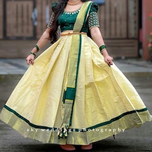 Kerala Special Stiched Tissue Davani Set Onam, Vishu Wear, Marriage ...