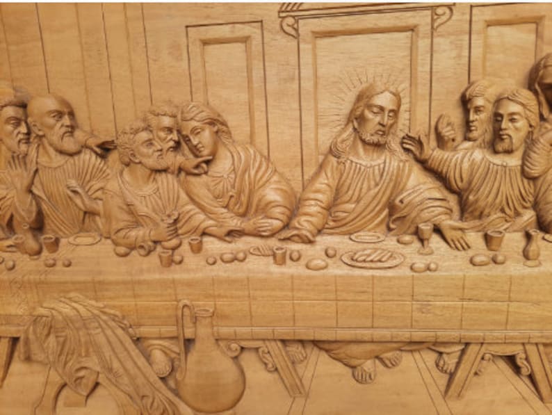 Last Supper Wooden Carving Wall Artthe Scene of the Last - Etsy