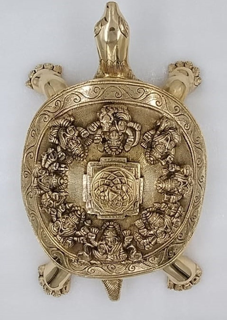 Brass Shree Asth Laxmi Yantra Turtle ,shree Yantra on Tortoise- Kurma ...
