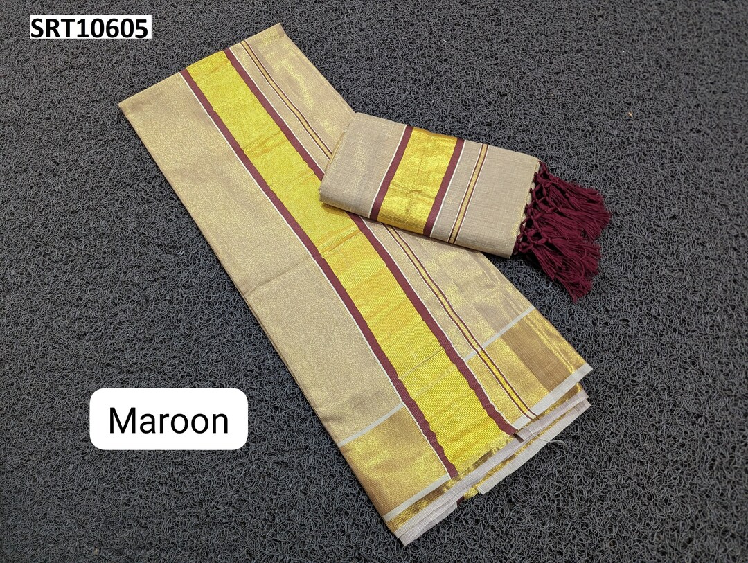 Kerala Special Color Tissue Set Mundu 2.80 With Stitched Blouse or ...