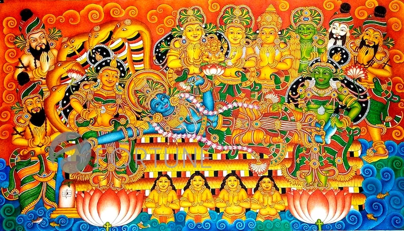 Buy Ananthasayanam Traditional Mural Art Painting canvas Rolled Online ...