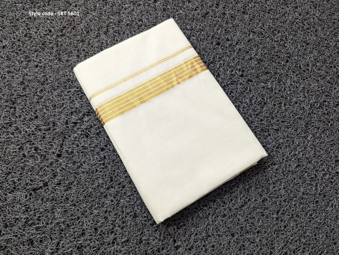 Kerala Cotton off White Kasavu Double Dhoti, Onam Dress, Veshti, Men's ...
