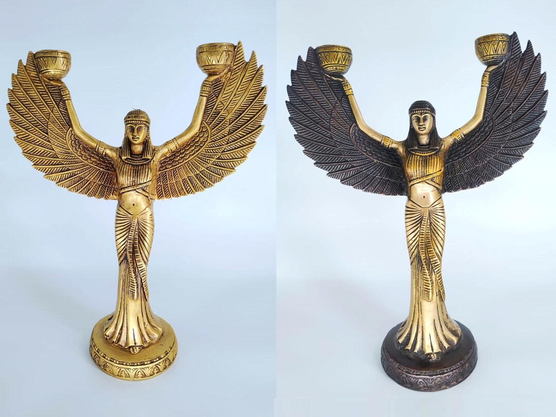 Isis Goddess Candle Stand Brass Statue, Egyptian Goddess, Height - 12 ...