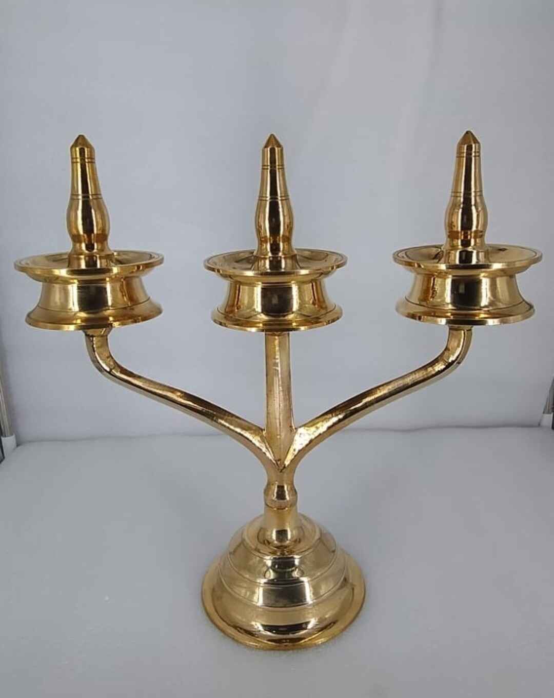 Kavara Vilakku/ Kerala Traditional Brass Lamp/three Branch Brass Oil ...