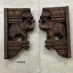 Wooden Hand Carved Wall Bracket Pair, Wooden Dragon Yali, Yazhi, Vyali ...