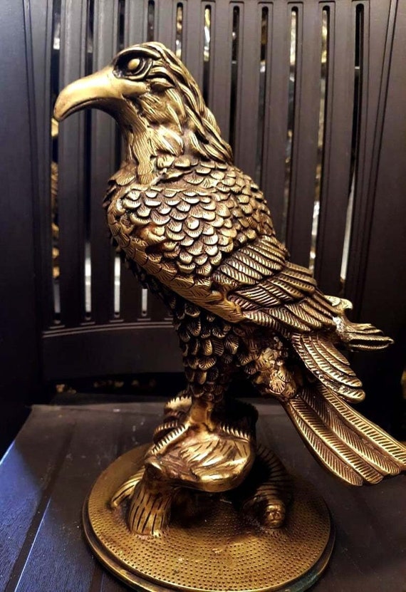 Brass Falcon Showpiece Metal Statue Fortune Eagle Home - Etsy