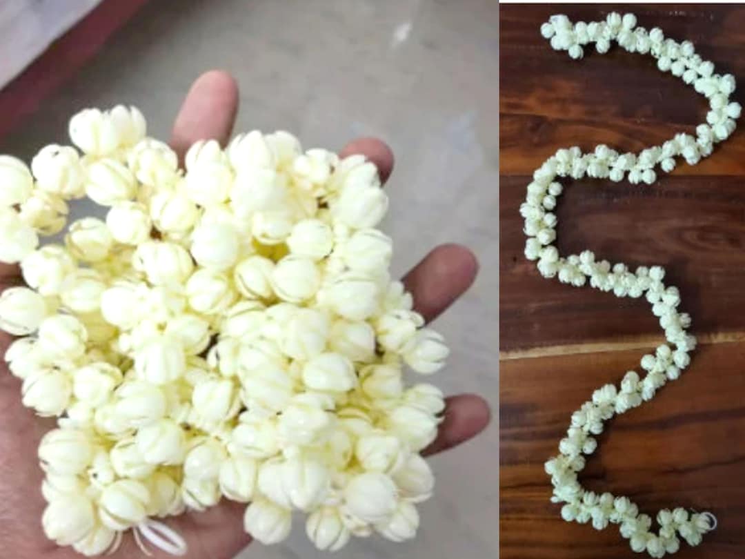 Artificial Jasmine Flower Garland, Mullapoov Maala for Idols, Photo ...