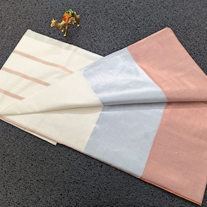 Kerala Silver Rose Copper Premium Cotton Saree handloom Finish6.25 Mtr ...