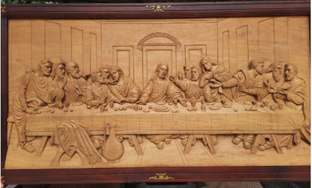 Last Supper Wooden Carving, Wall Art,the Scene of the Last Supper of ...