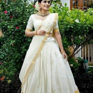 Kerala Special Stiched Tissue Davani Set Onam, Vishu Wear, Marriage ...