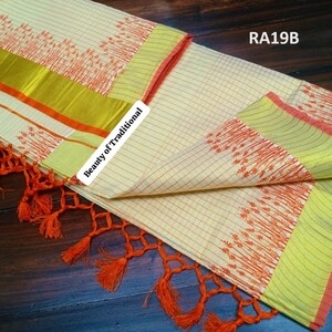 Kerala Traditional Golden Tissue Printed Design Set Saree With Stitched ...