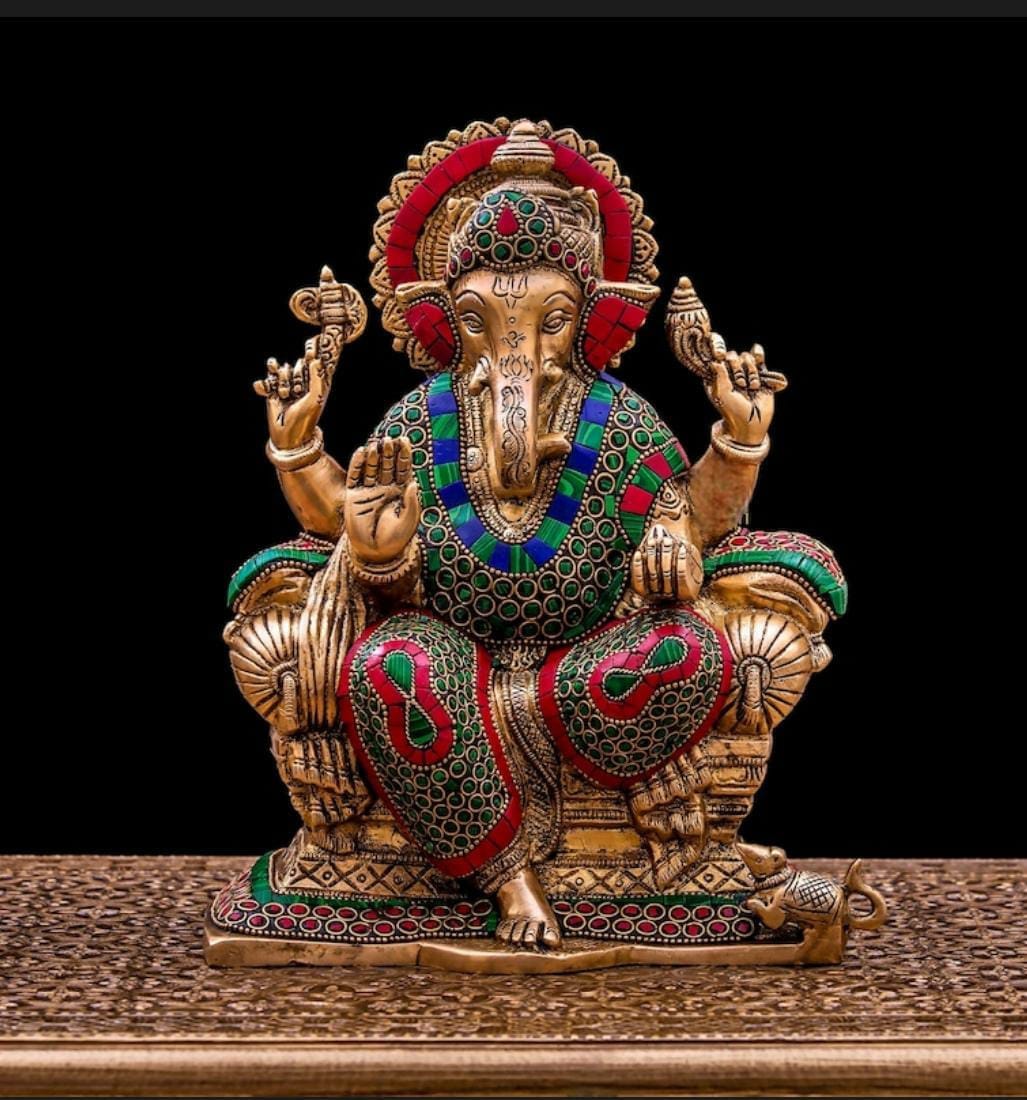 Brass 8 5.3kg Ganesh Idol With Stone - Etsy