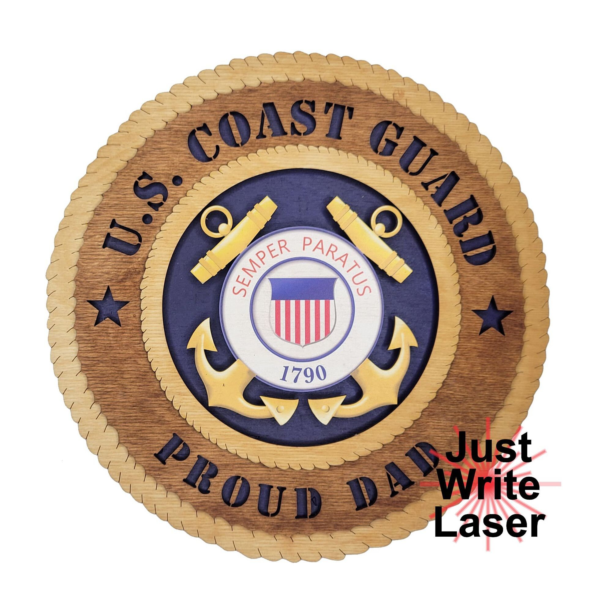 US Coast Guard Colorized Proud Dad Wall Tribute - Licensed 12" Custom ...