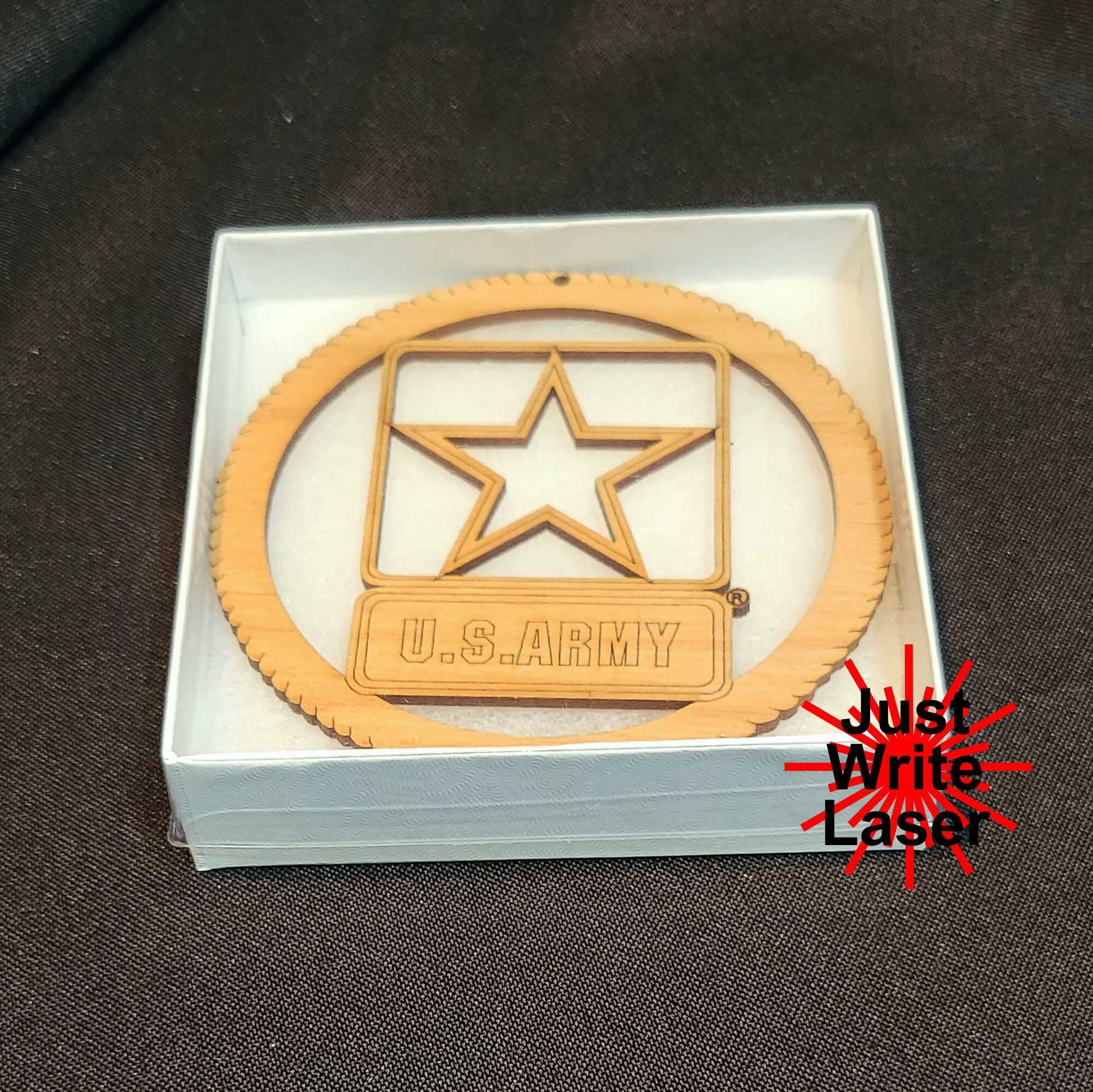 Official US Army Logo Wooden Christmas Ornament - Military Gift, Laser ...
