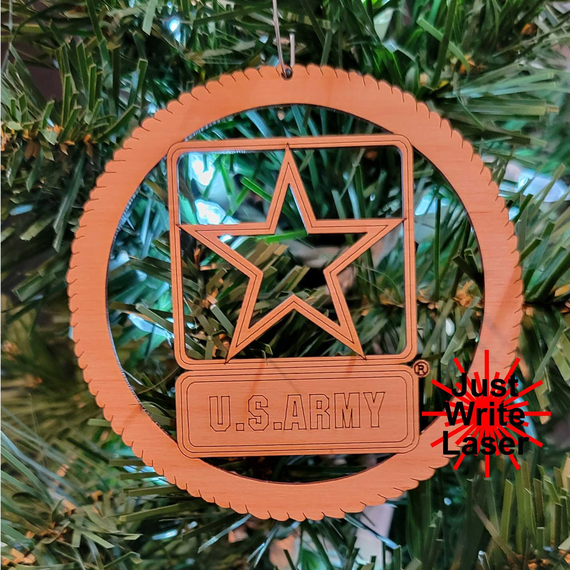 Official US Army Logo Wooden Christmas Ornament - Military Gift, Laser ...