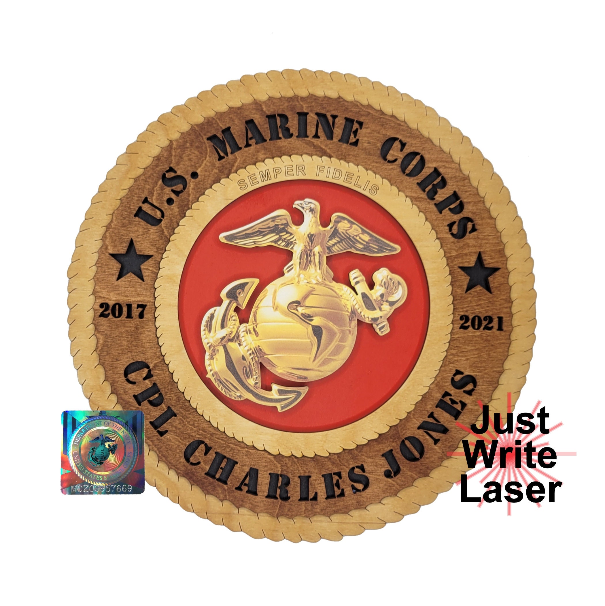 US Marine Corps Enlisted Color Wall Tribute - Custom 12" Licensed ...