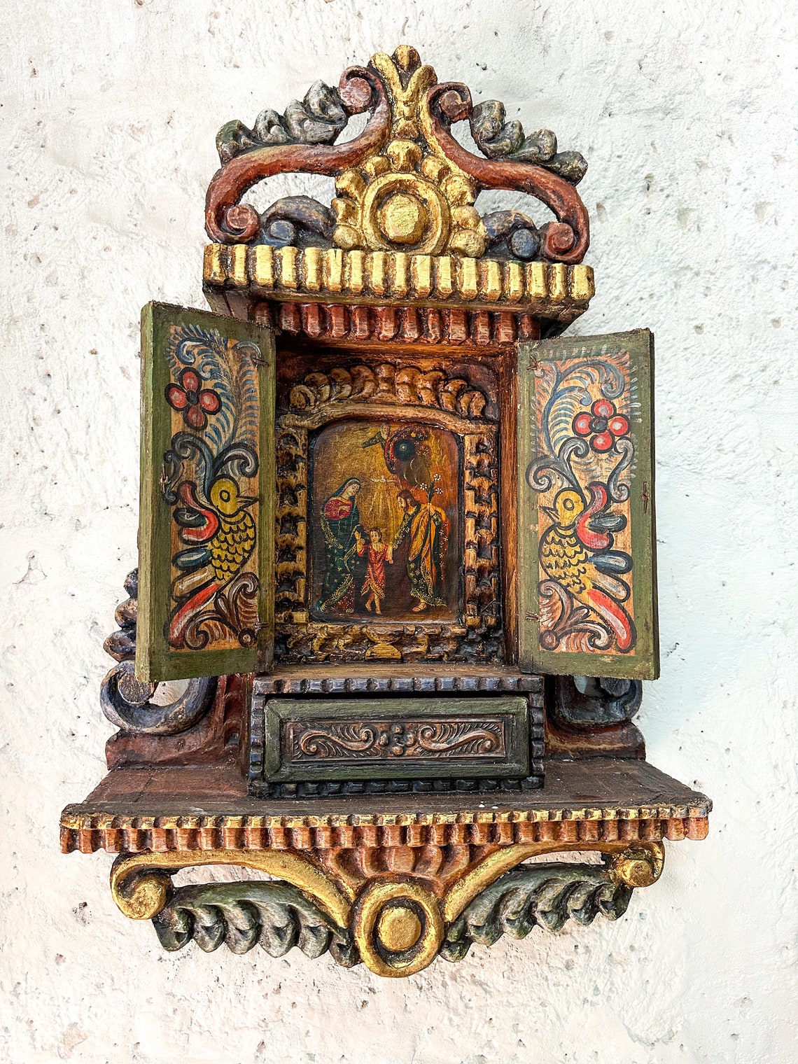 Cuzco School • Colonial Art • Retablo Santo • Original Oil Painting ...