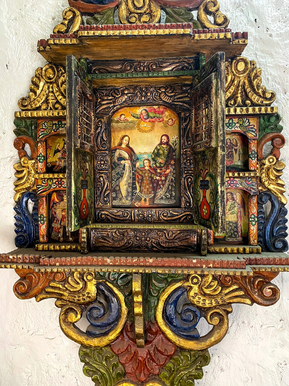 Hermoso retablo colonial tallado en madera de cedro Hecho a | Etsy