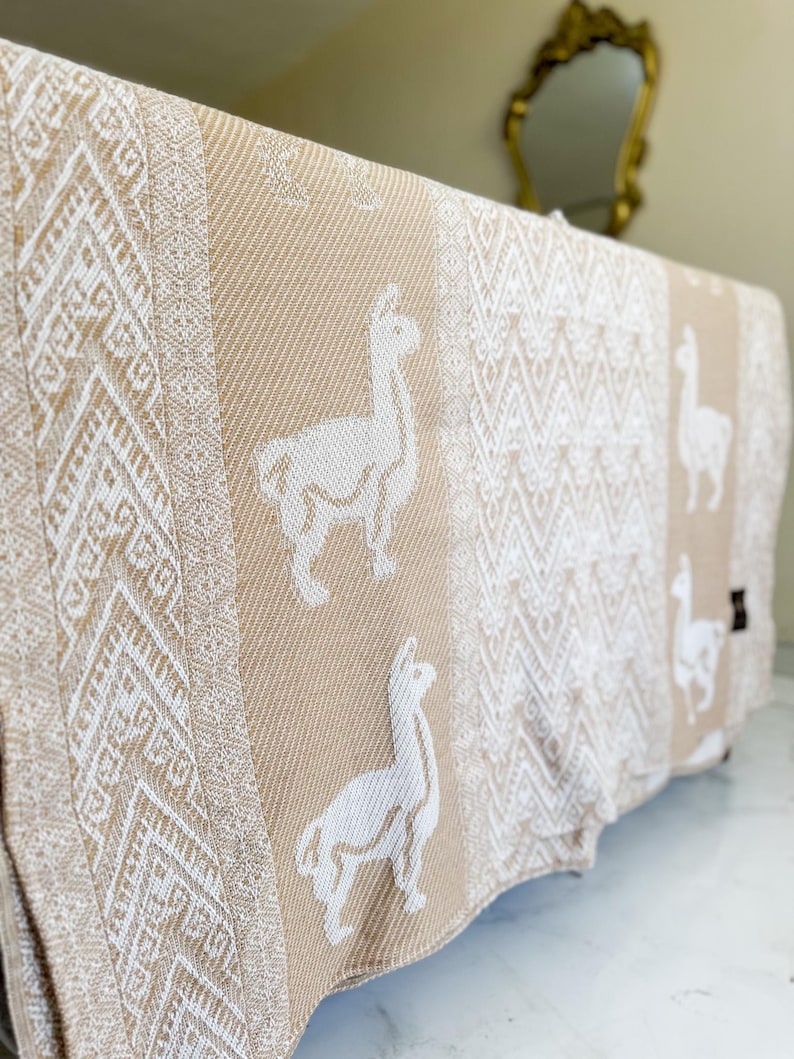 Llama Pattern Ruana • Handmade Alpaca Ruana • Peruvian Wool Poncho With ...